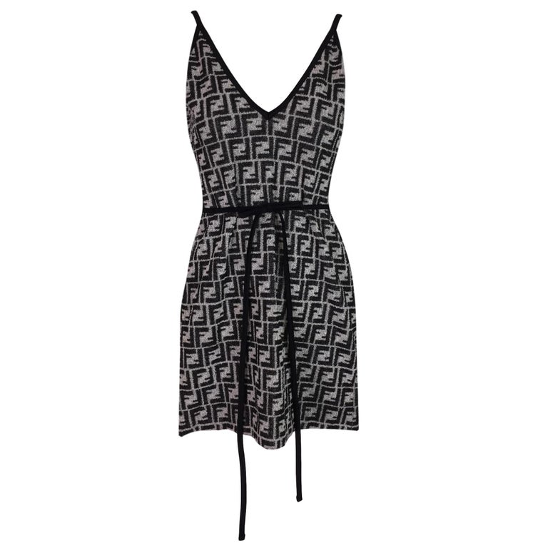 Fendi Monogram Gray and Black Terry Wrap Micro Mini Dress Tunic, 1990s ...