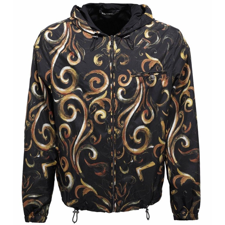 New Versace Men's Barocco Intante Hooded Jacket Windbreaker 50 - US 40 ...