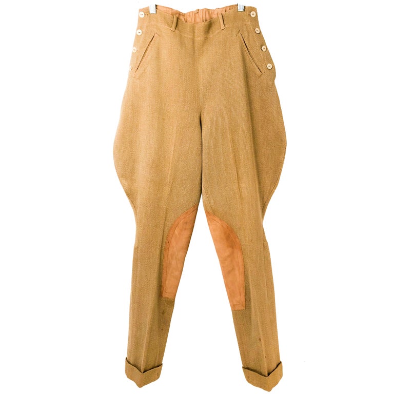 1920s Tan Jodhpurs with Suede Grip Pads at 1stDibs