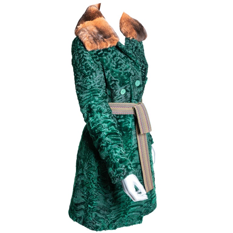 Etro Persian Lamb Coat with Mink Collar - Size 44 / US 8 at 1stDibs