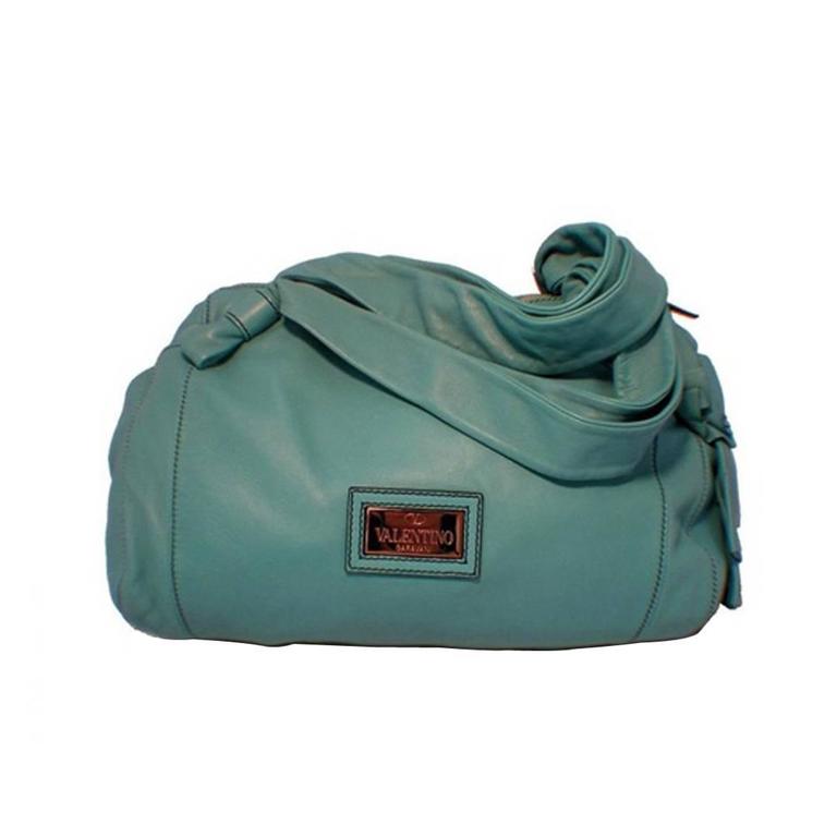 Valentino Teal Lambskin Shoulder Tote Handbag For Sale at 1stdibs