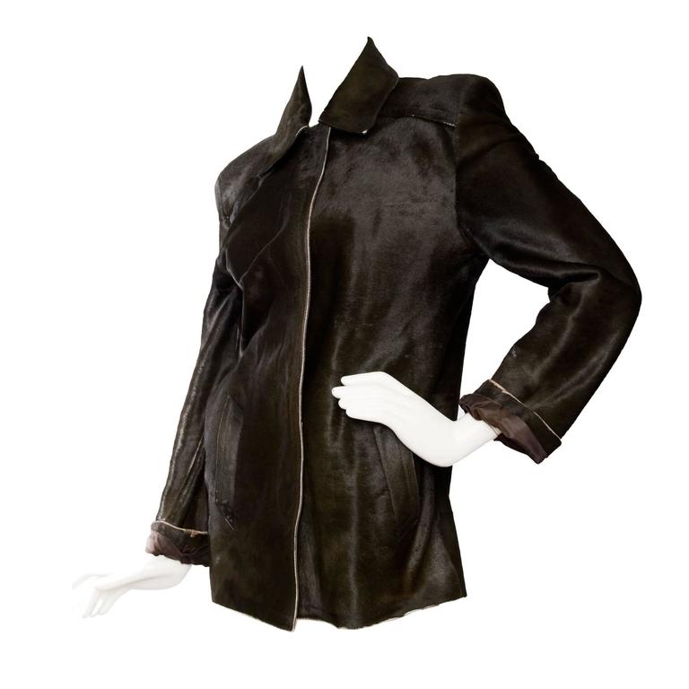 1990s Gucci by Tom Ford Dyed Pony Hair Leather Jacket at 1stDibs