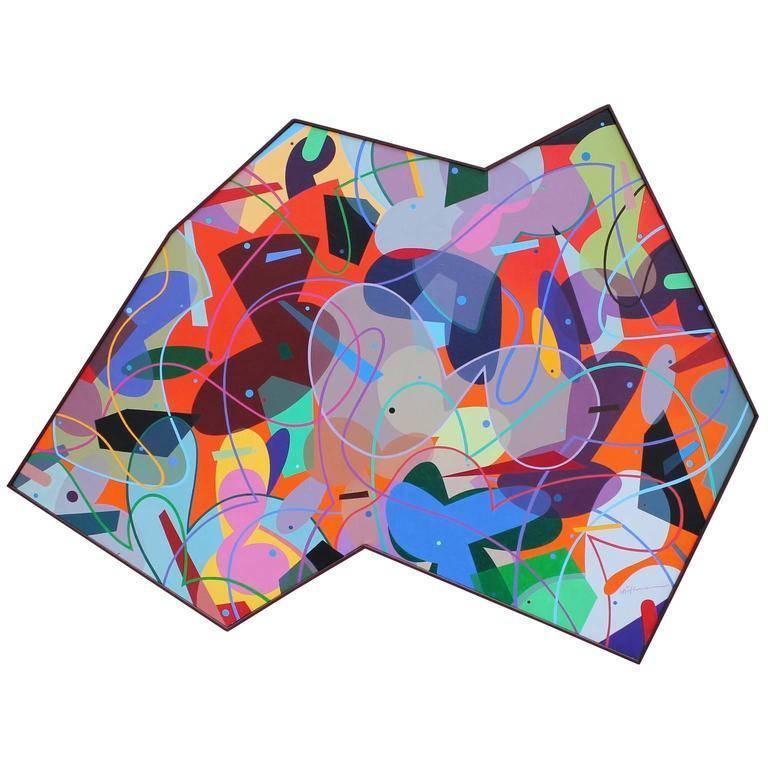 David B. Hickman (b.1942) - Bold David B. Hickman Colorful Abstract Oil ...
