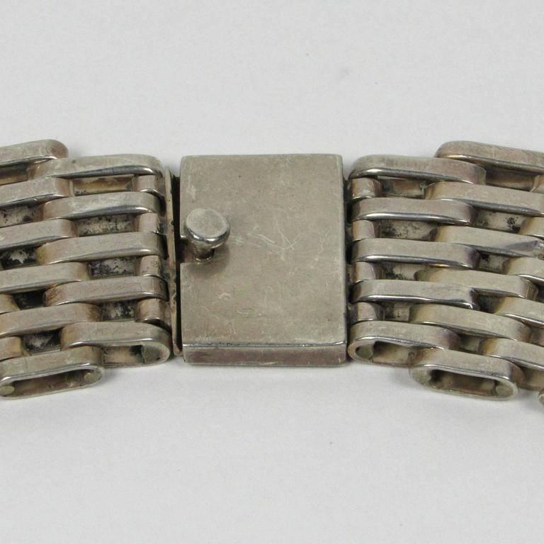 Substantial Taxco Mexican Silver Basketweave Collar Necklace For Sale
