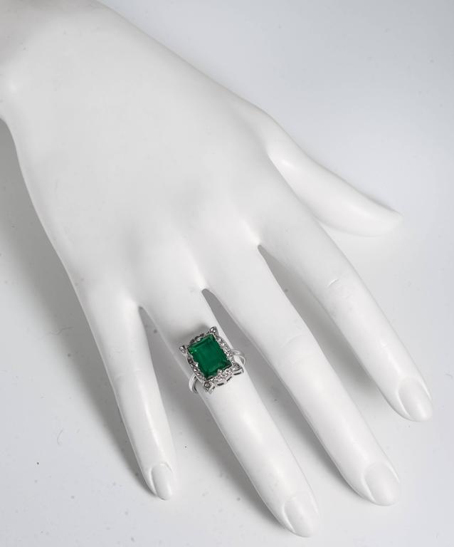 Rare Art Deco Faux Diamond Emerald Sterling Paste Ring at 1stDibs ...