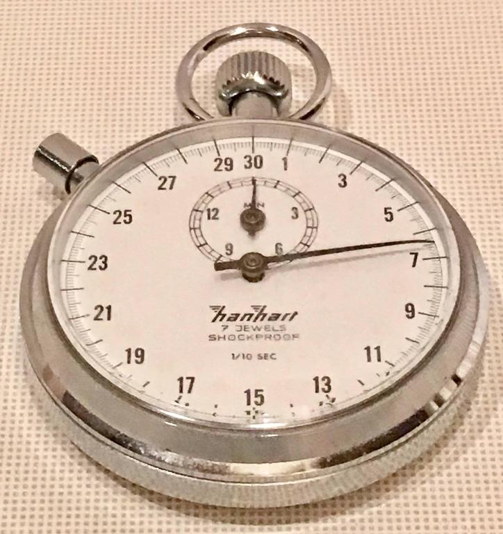 Vintage German Hanhart Chrome 7 Jewel 1/10 Second Stop Watch For Sale ...