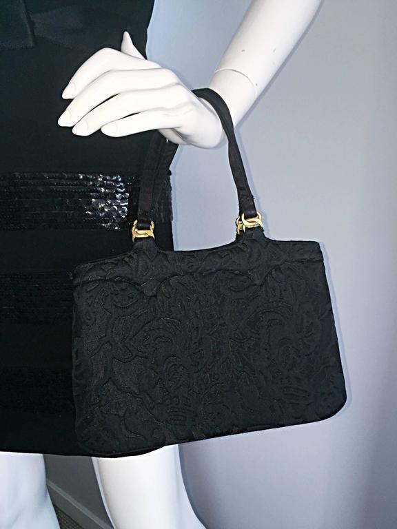 New 1950s Koret Vintage Black Embroidered Handbag Purse Bag w/ Pouch ...