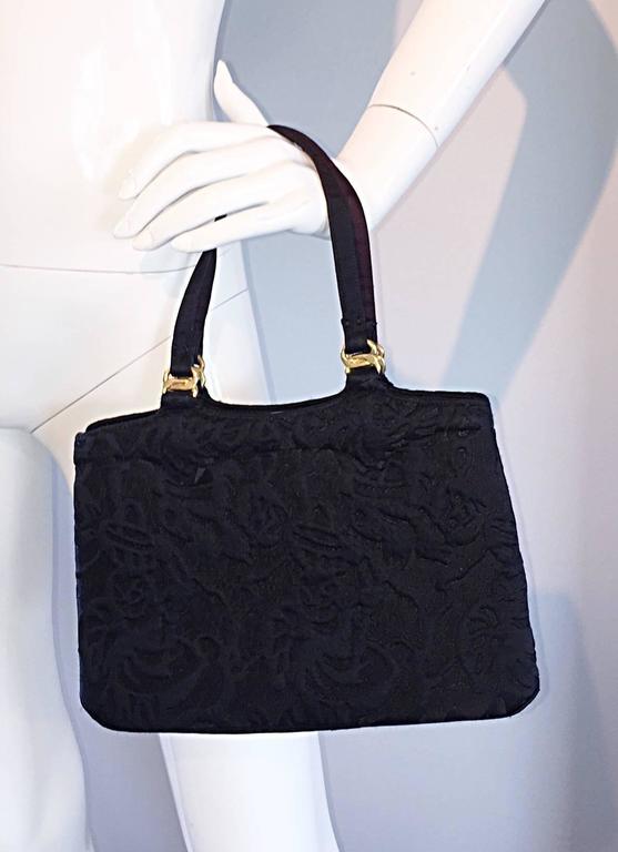 New 1950s Koret Vintage Black Embroidered Handbag Purse Bag w/ Pouch ...