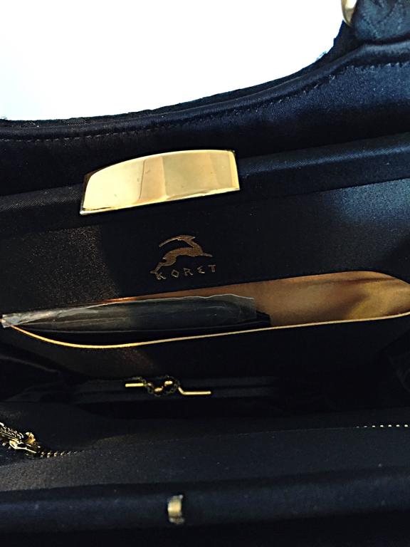 New 1950s Koret Vintage Black Embroidered Handbag Purse Bag w/ Pouch ...