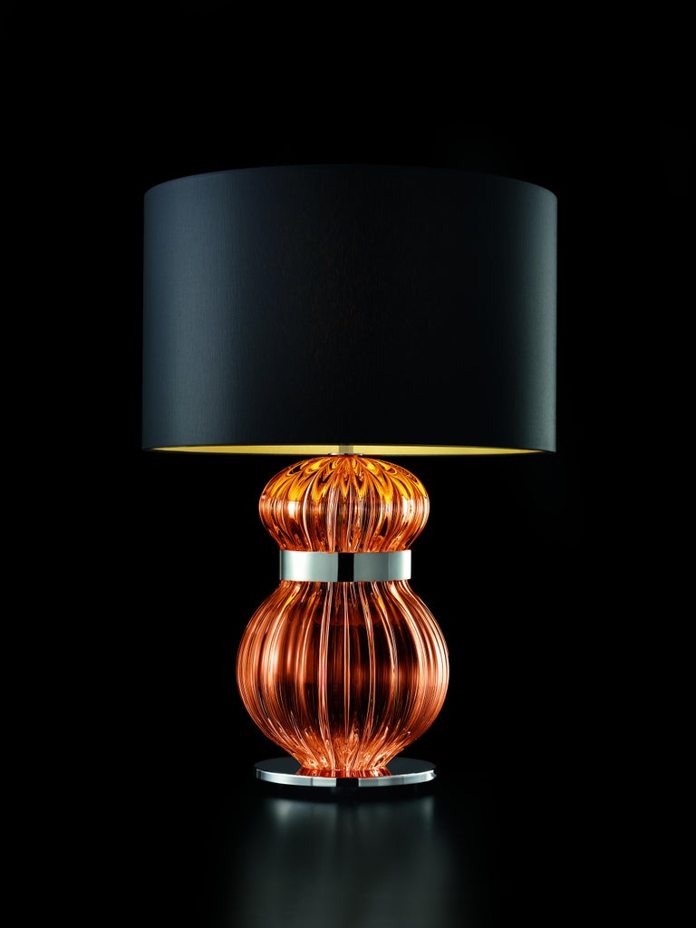 Customizable Medina 5686 Table Lamp in Glass with Black/Gold Shade by ...