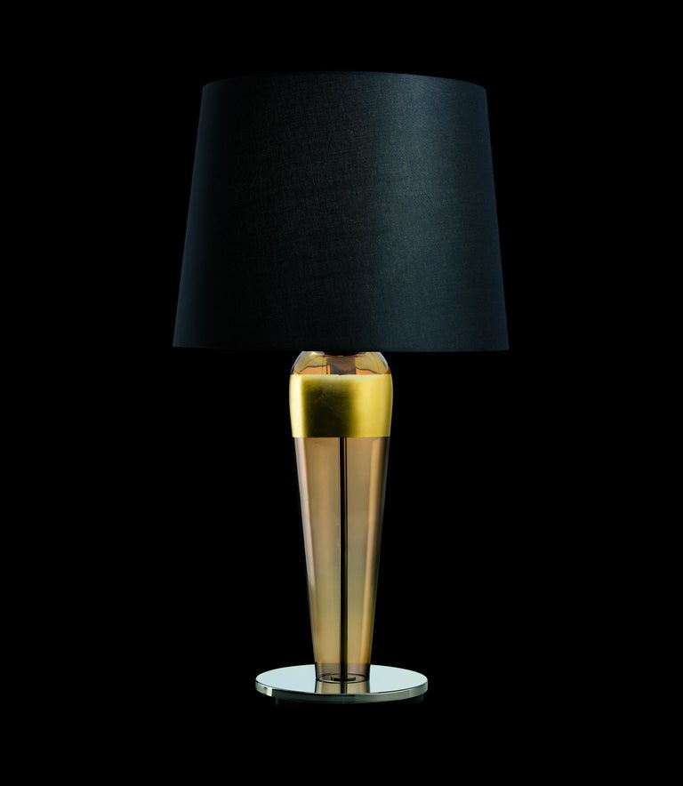 Customizable Sara 5574 Table Lamp in Glass with Black Shade, by ...