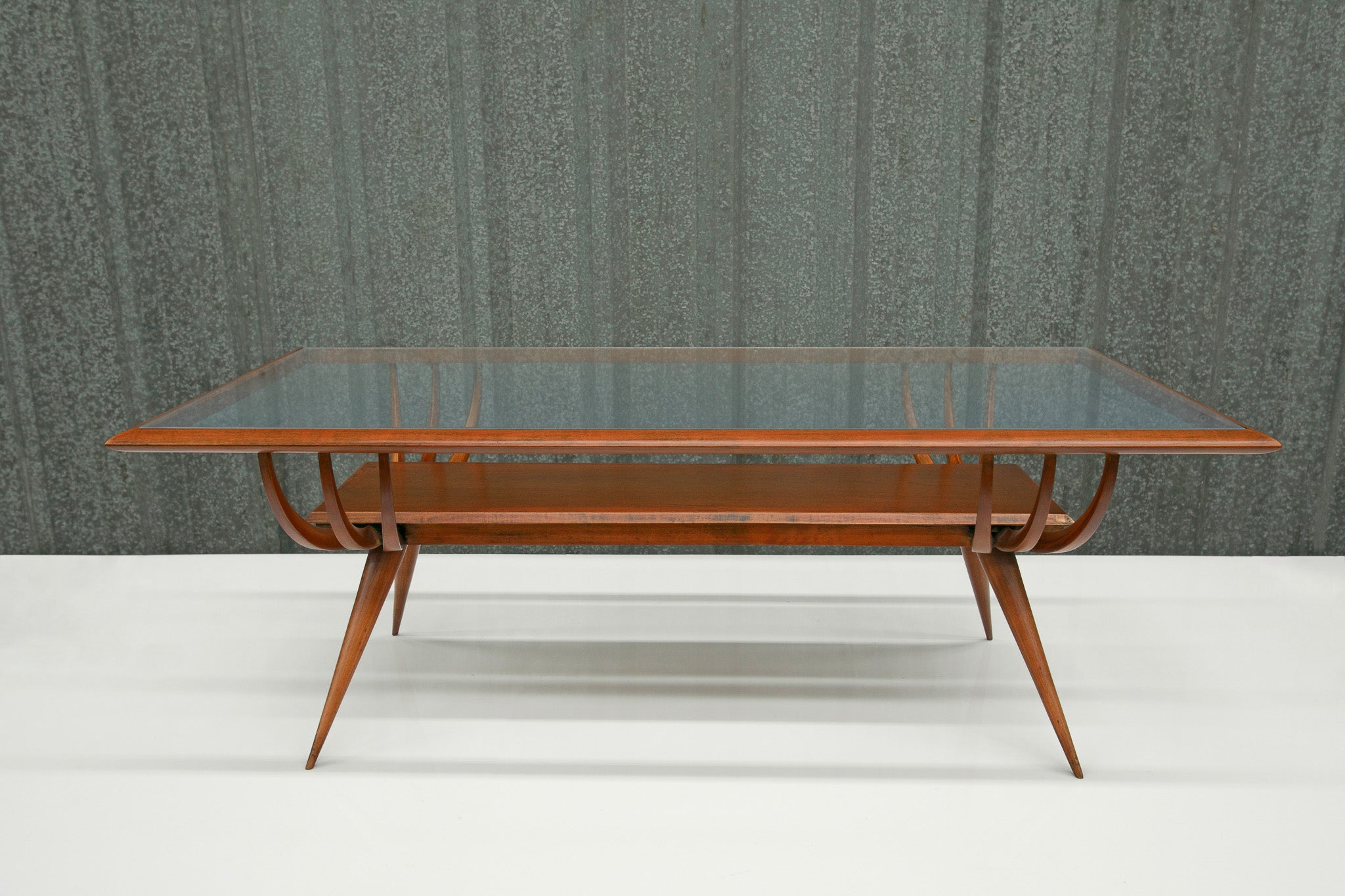 Rounded Coffee Table in Solid Hardwood and Glass, Brazilian Mid-Century ...