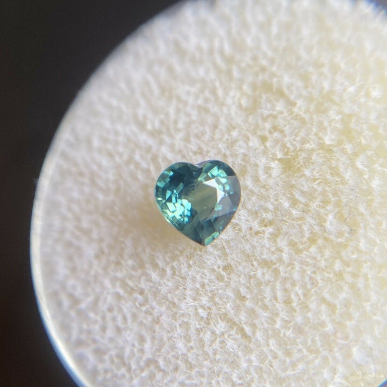 Fine Australian Green Blue Untreated Sapphire 0.63ct Heart Cut Rare Loose Gem For Sale at 1stDibs