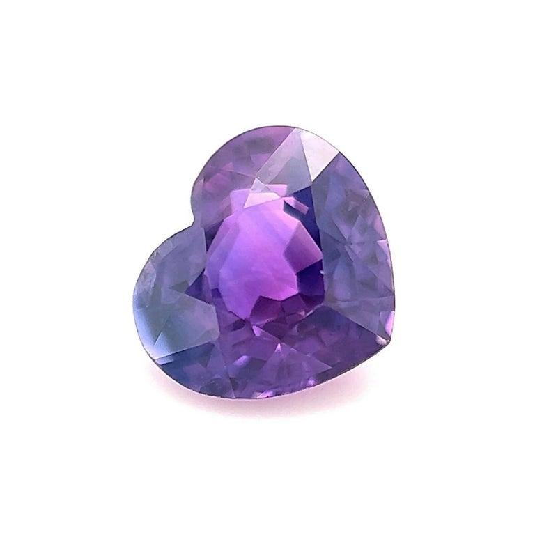 Fine Vivid Purple Sapphire 0.98ct Heart Cut Rare Loose Cut Gem VVS For Sale at 1stDibs