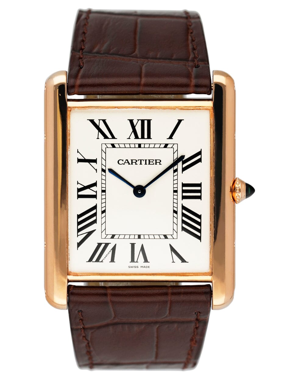 Cartier Tank MC Rose Gold Brown Dial Brown Strap Mens Watch W5330002 ...