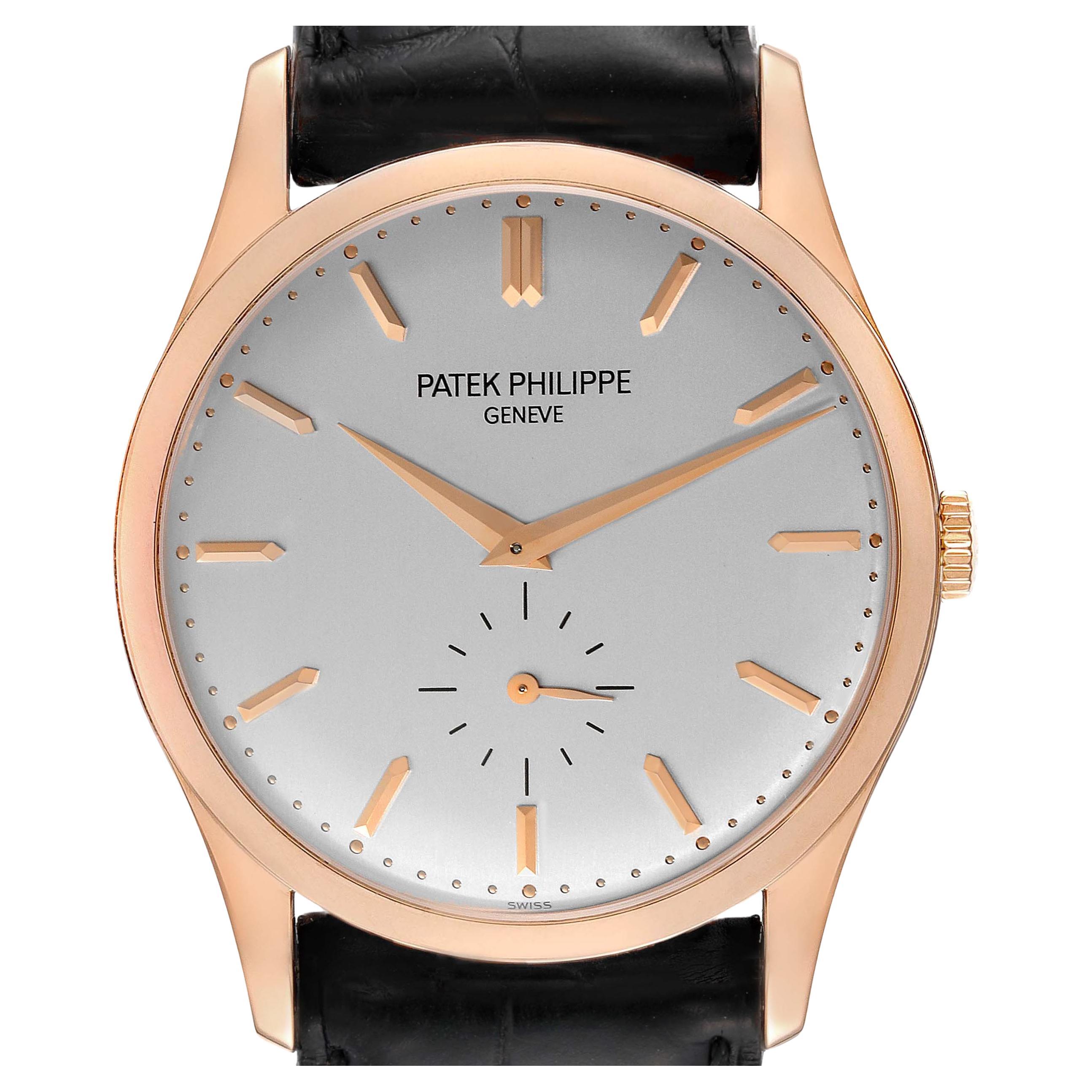 Patek Philippe Calatrava Rose Gold Silver Dial Mens Watch 5196 For Sale ...