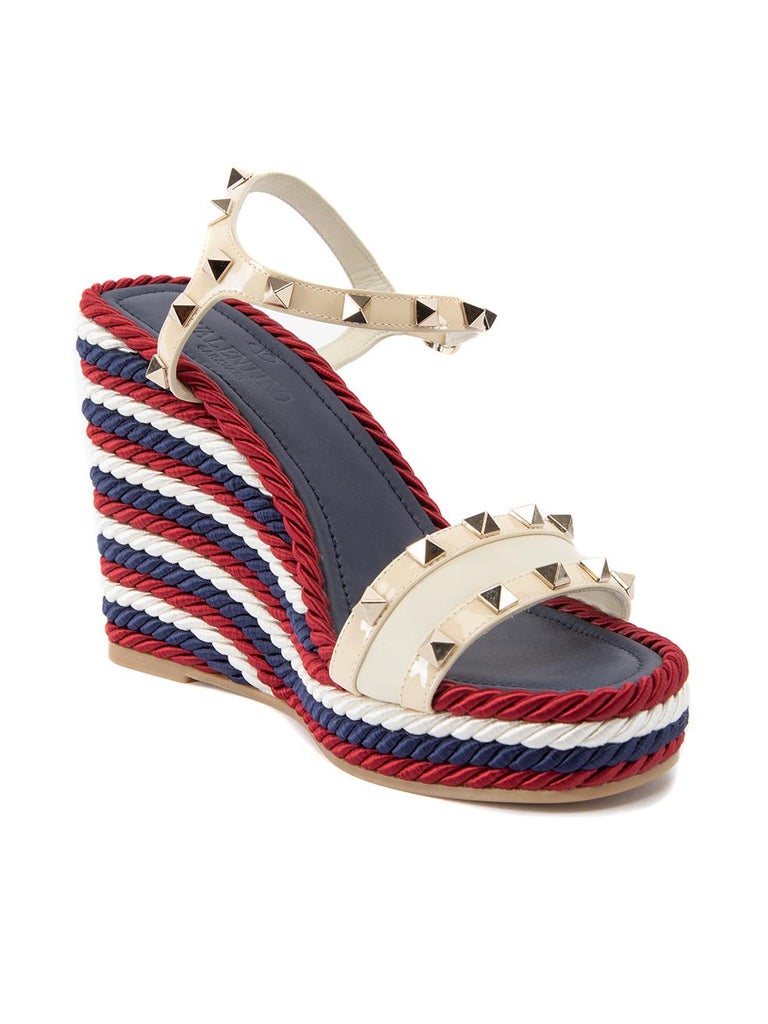 Valentino Women's Rope Accent Rockstud Wedges For Sale at 1stDibs