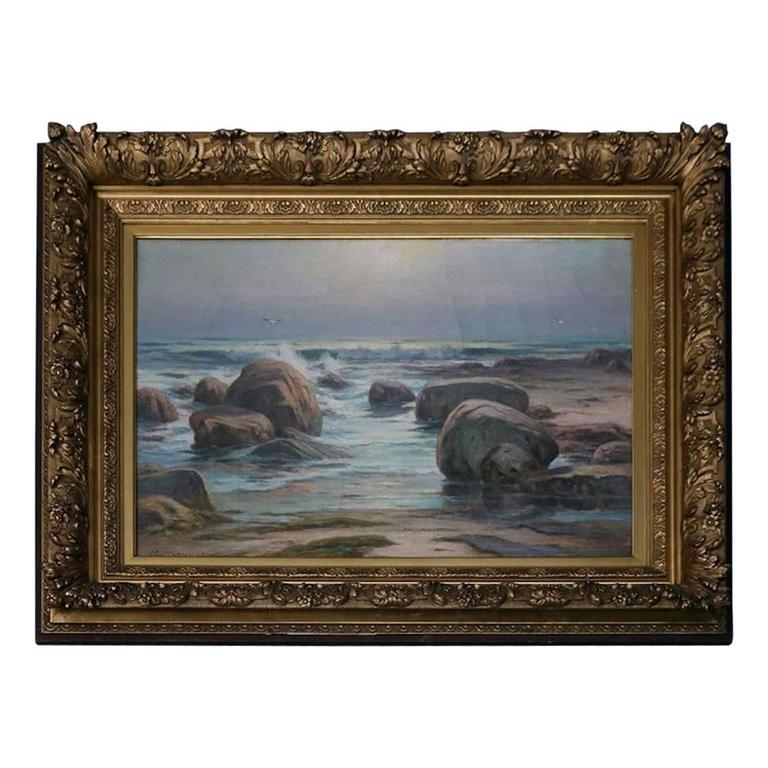 Oversized Oil on Canvas of Seascape by William Henry Howe, 1906 at 1stDibs
