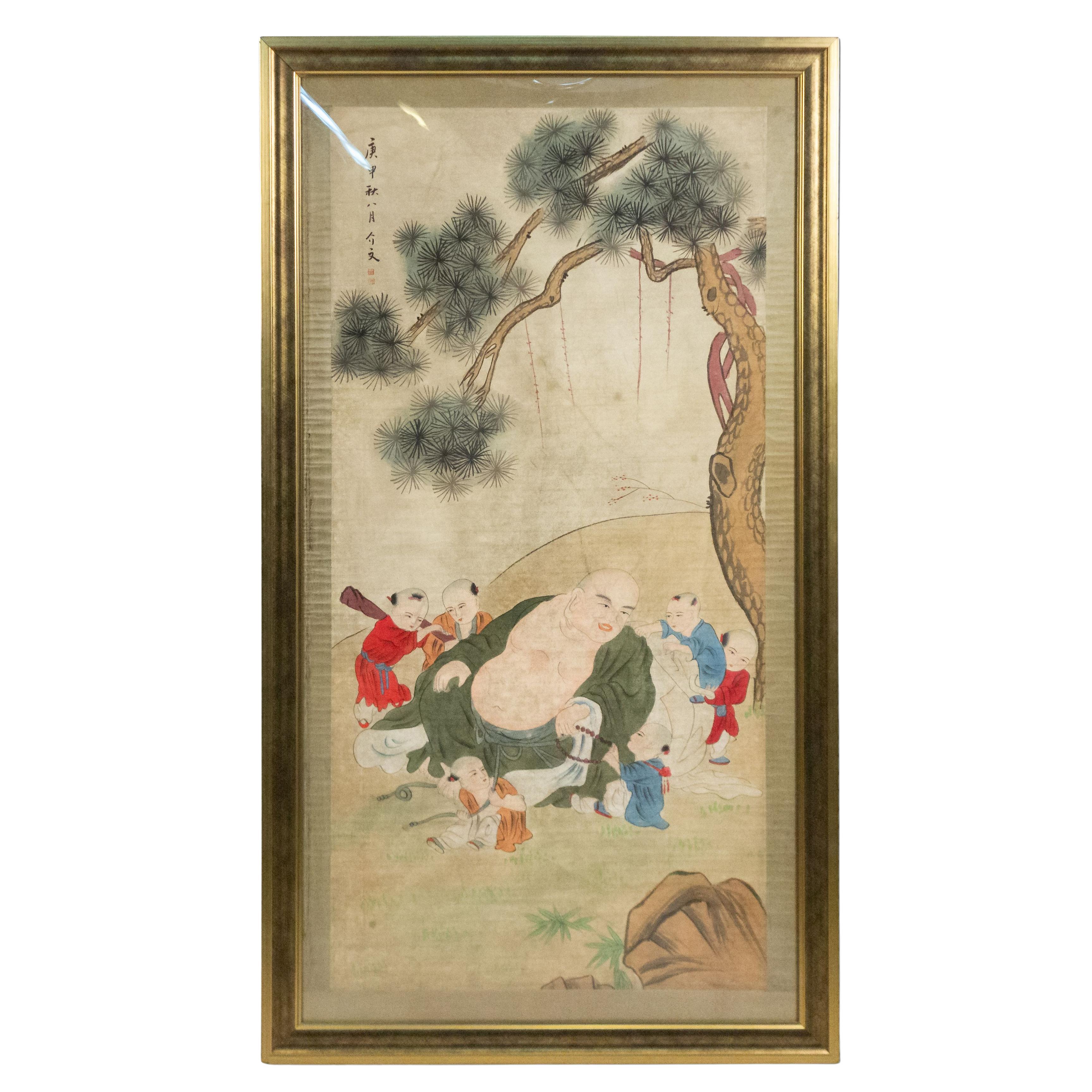 Chinese Watercolor Portrait of Children, 19th Century, Gilt Frame For ...