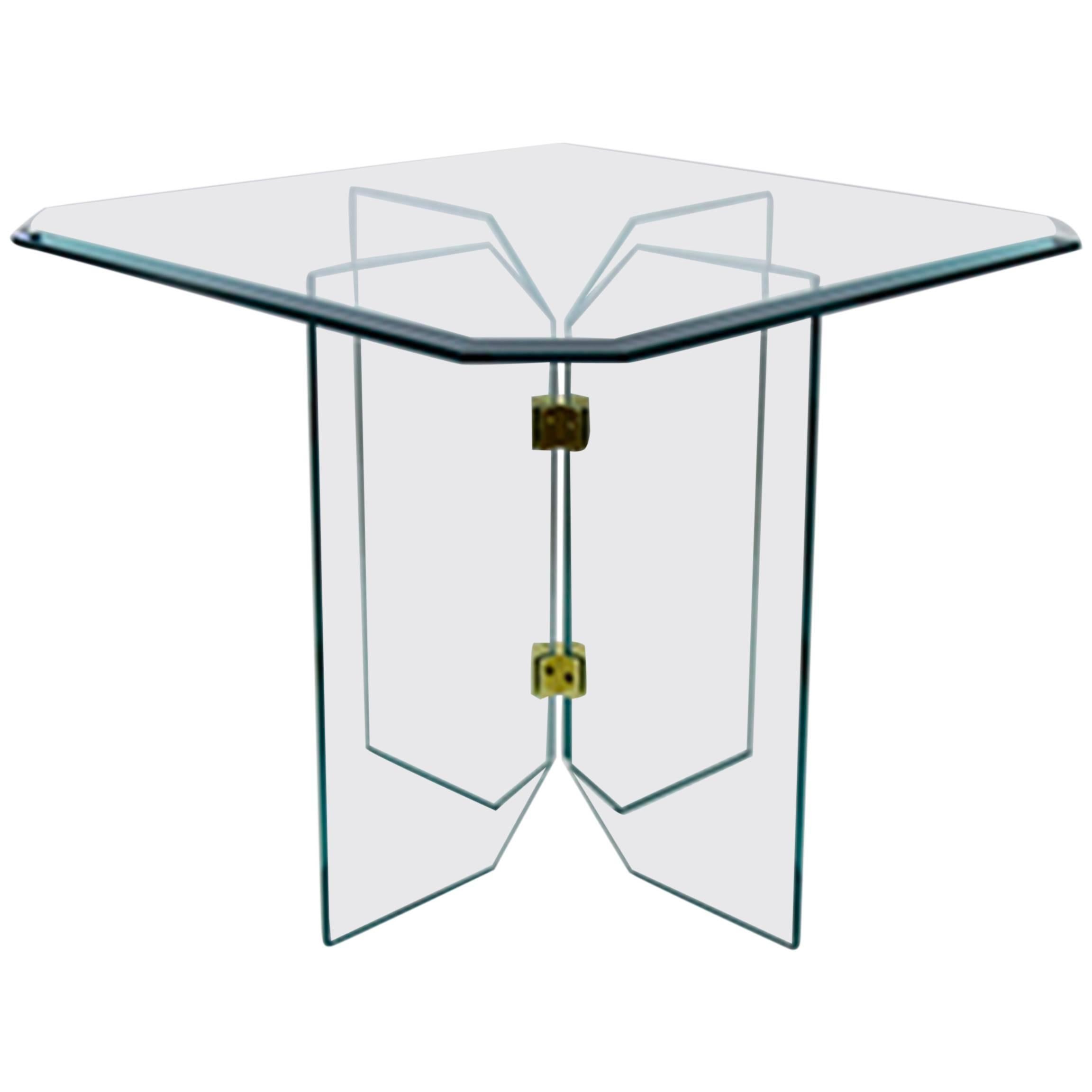 Pace Style Glass and Brass End Table, 1970s at 1stDibs