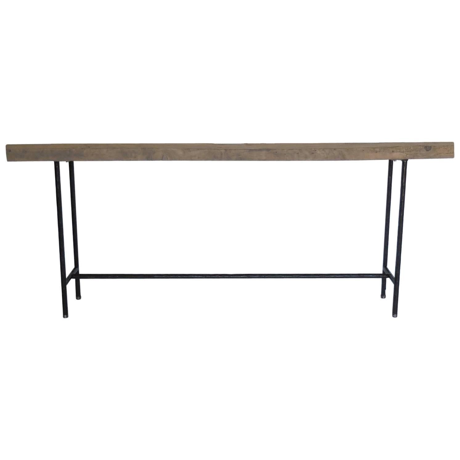 Dos Gallos Custom Pewter Tipped Console Table at 1stDibs