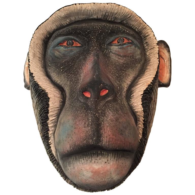 Monkey Mask Ceramic Sculpture by Ardmore from South Africa For Sale at ...