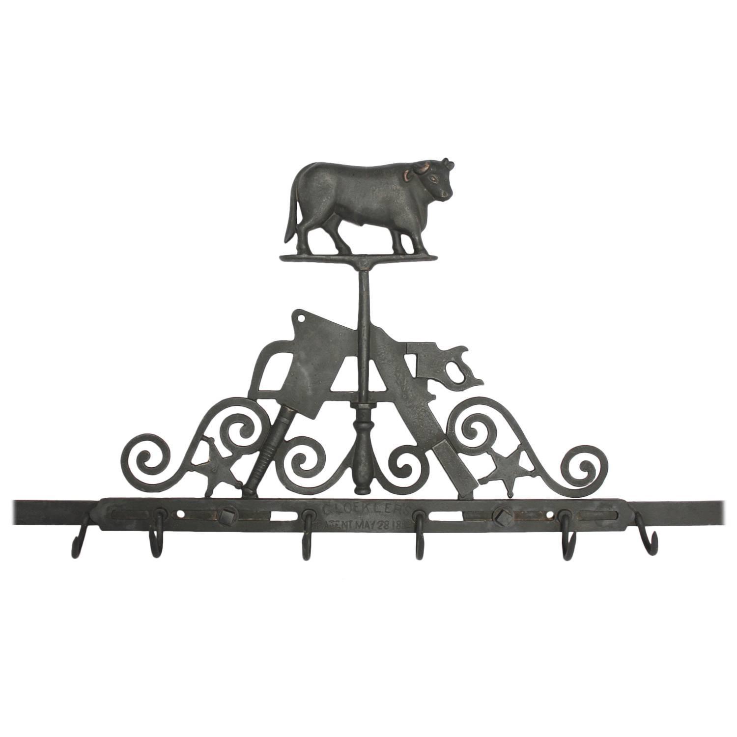 Rare Antique Cast Iron Butcher Trade Sign by Gloekler For Sale at 1stdibs