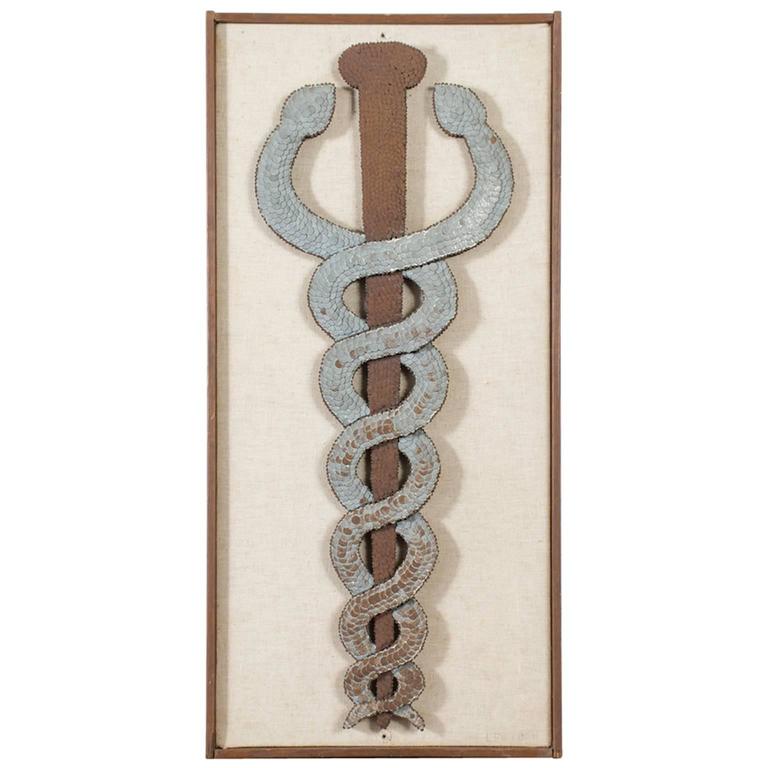 Vintage 'Caduceus' Hammer and Nails Wall Art at 1stDibs