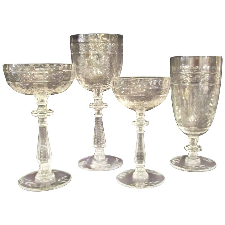 Suite of 45 English Cut Glass Stemware at 1stDibs