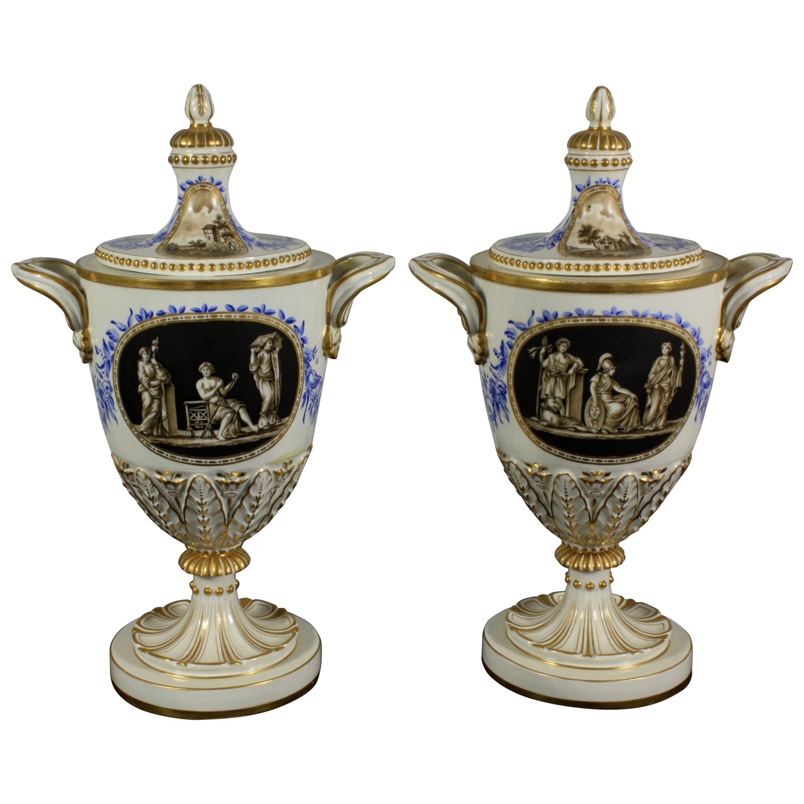 Impressively Large Neoclassical White Ceramic Lidded Urns at 1stDibs