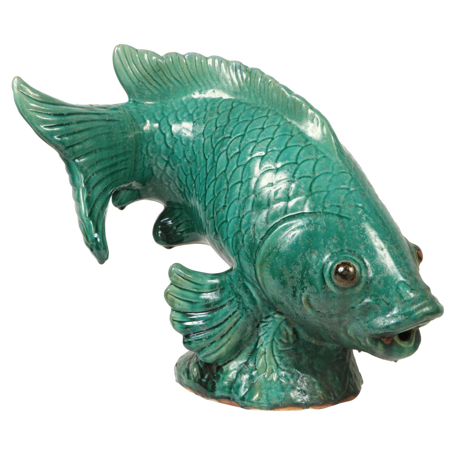 Wonderful Large Ceramic Koi Figure For Sale at 1stdibs
