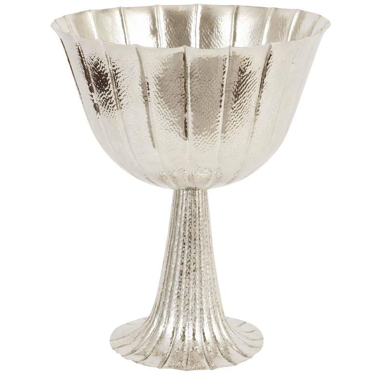 Hand-Worked Solid Silver Hammered Raised Fluted Vessel, Large For Sale ...