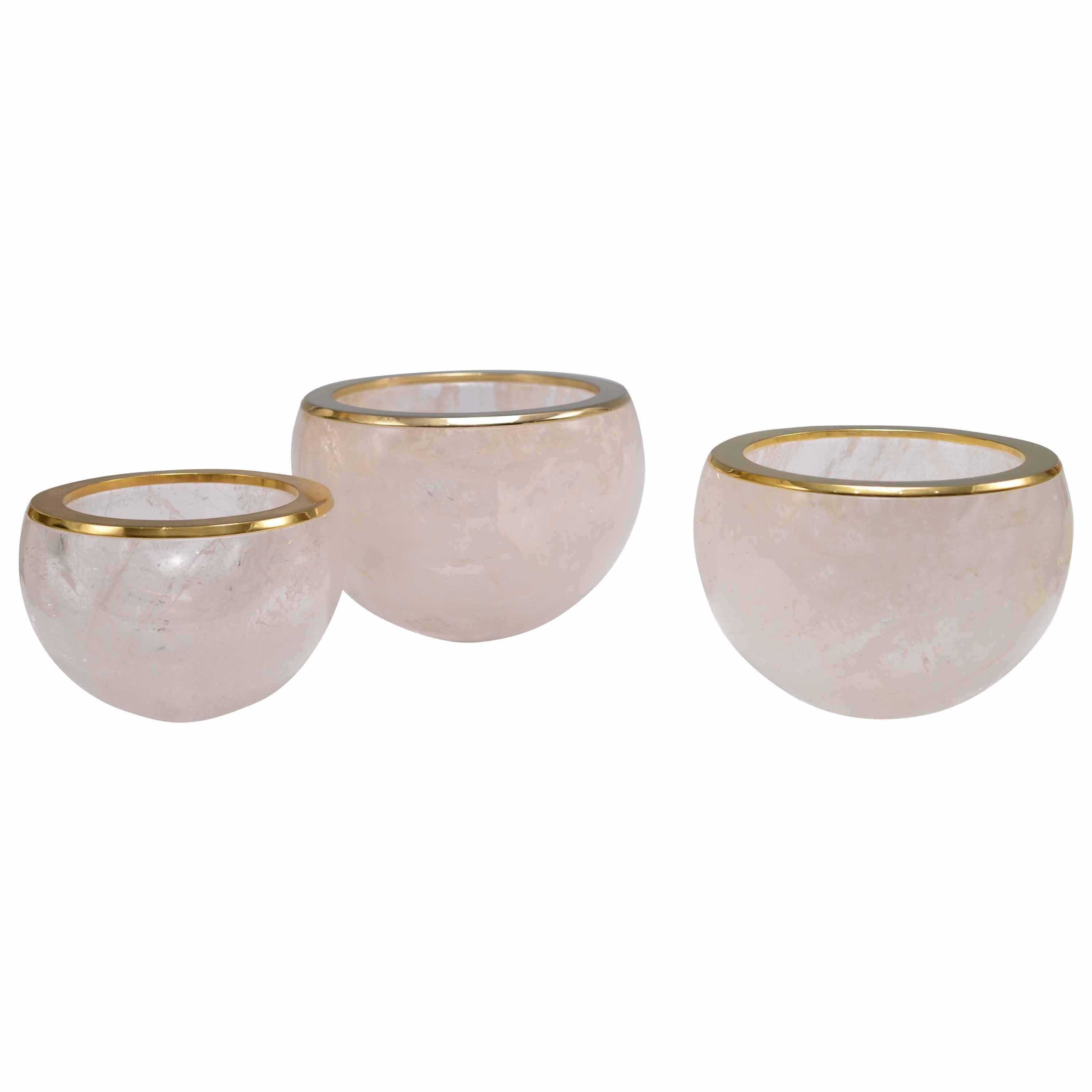 Group of Three Rock Crystal Quartz Bowls at 1stDibs
