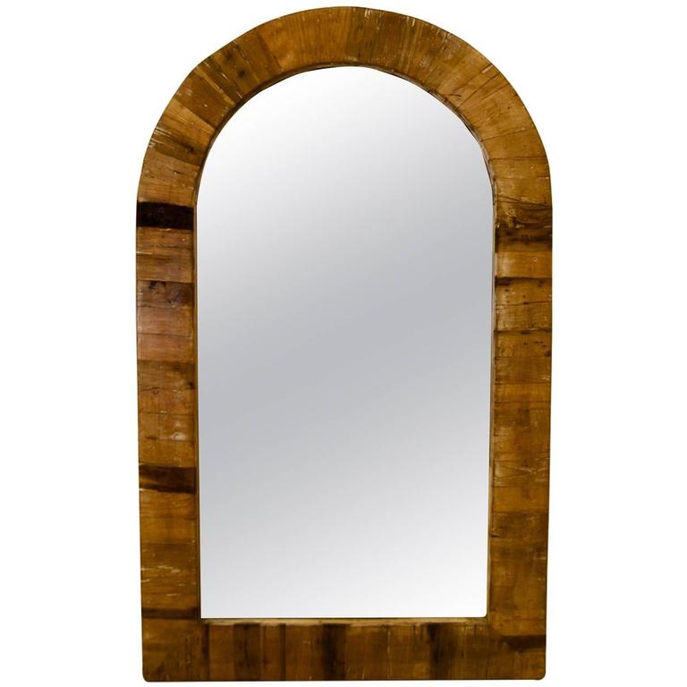 Wooden Framed Arched Mirror at 1stDibs