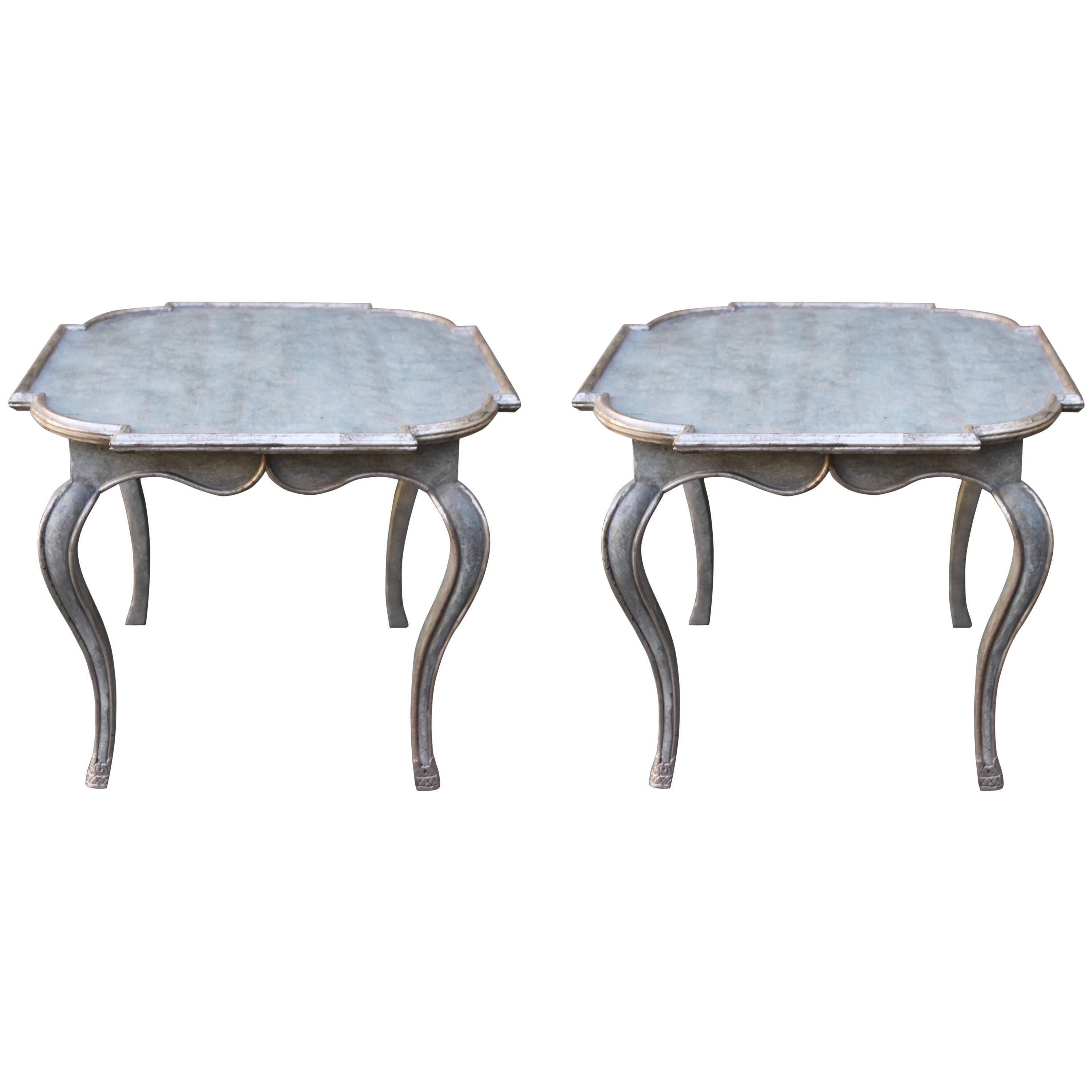 Pair of French Painted and Silver Gilt Tables at 1stDibs