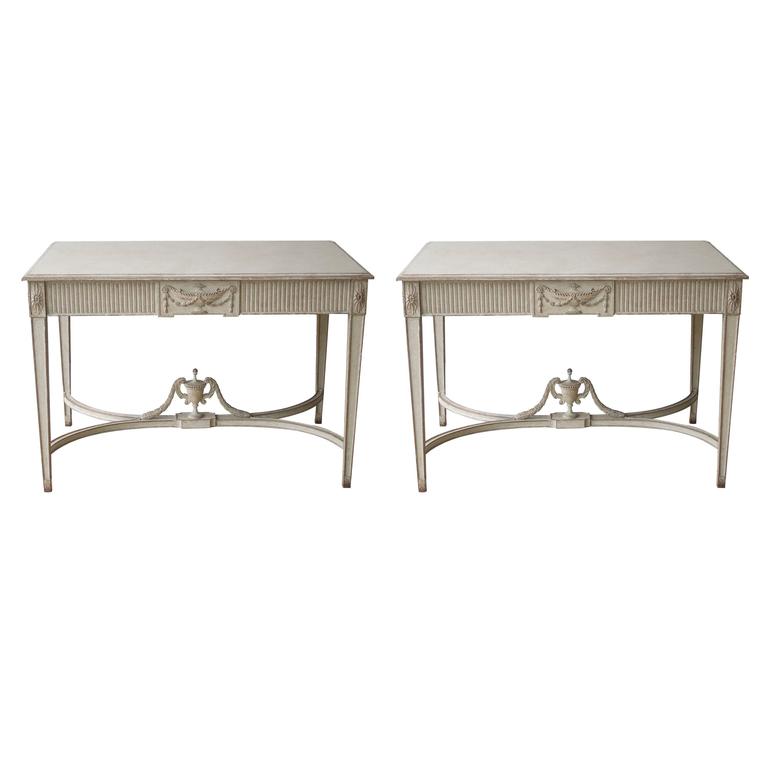 Pair of Swedish Painted Console Tables For Sale at 1stDibs