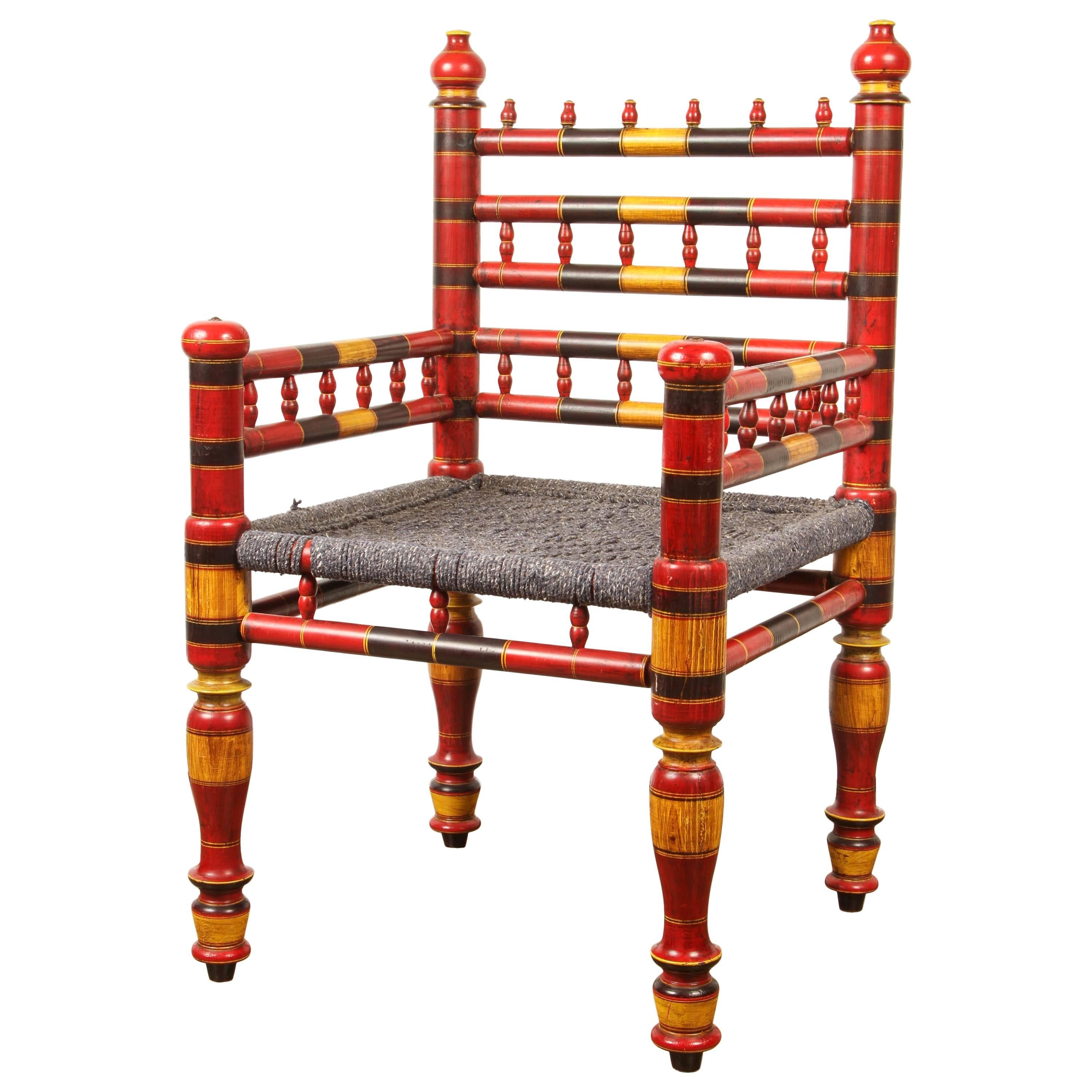Pakistani Painted Armchair at 1stDibs