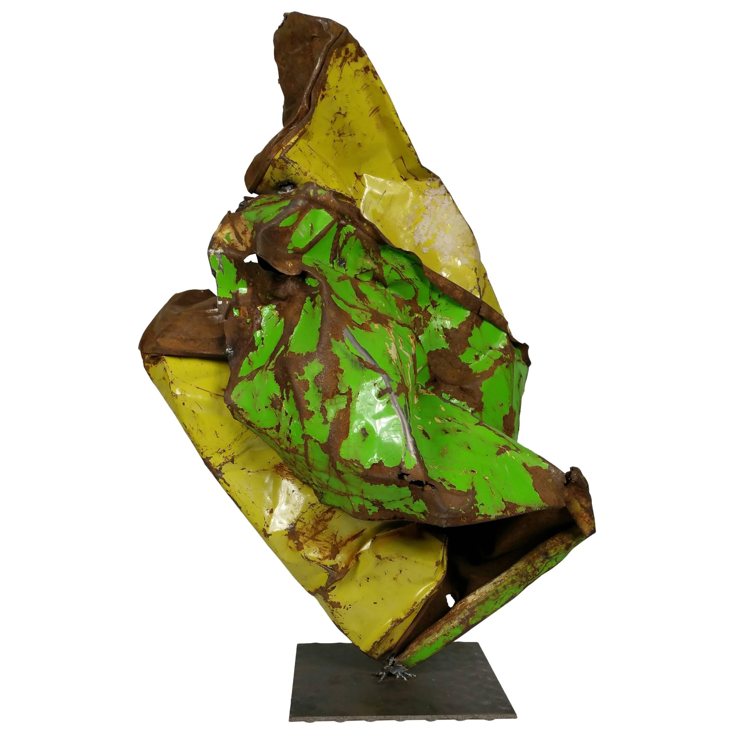 Bent Steel Brutalist Abstract Sculpture by John Metzen at 1stDibs