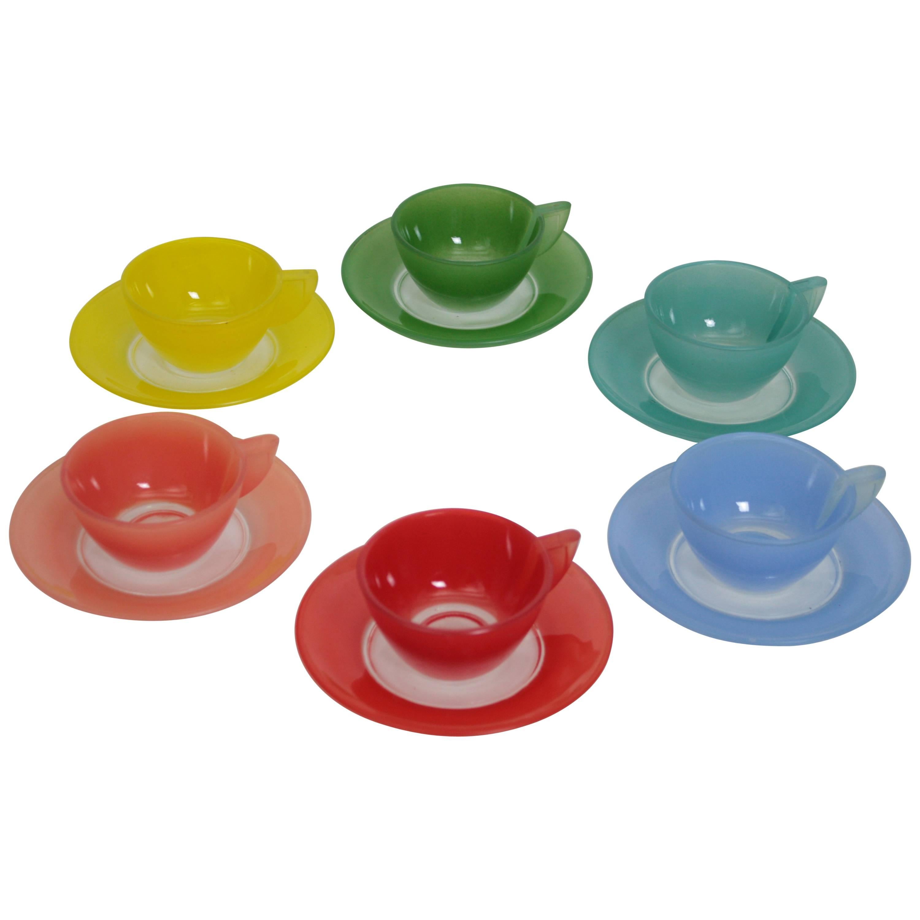 Vintage Set of Six Rainbow Colors Coffee Cups at 1stDibs