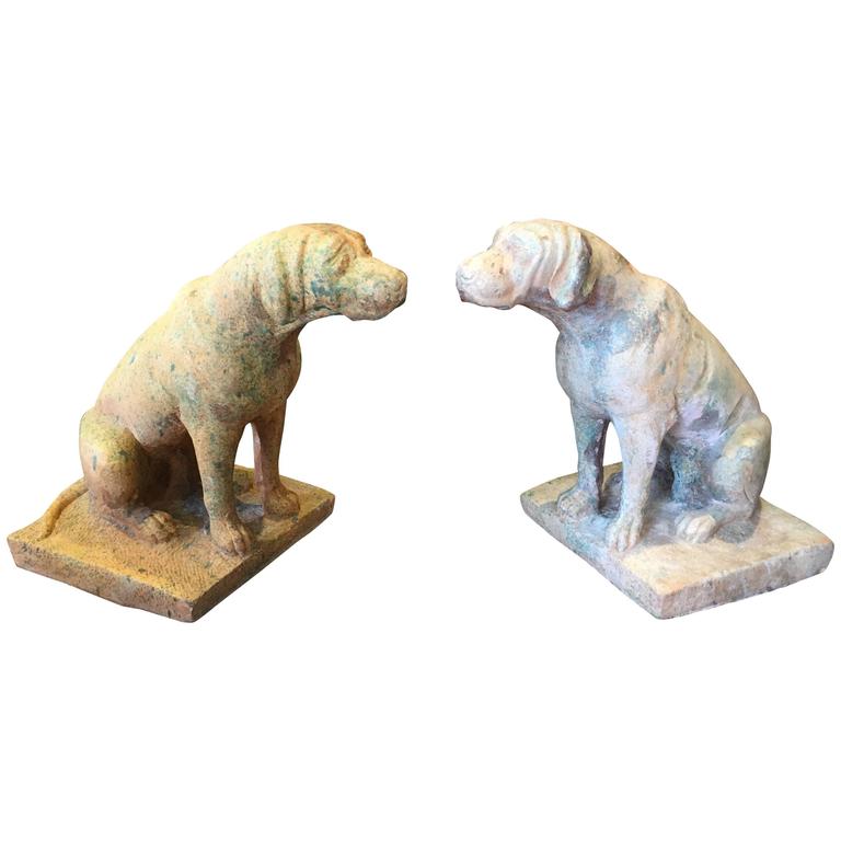 Pair of Early 20th Century Terracotta Dogs at 1stDibs