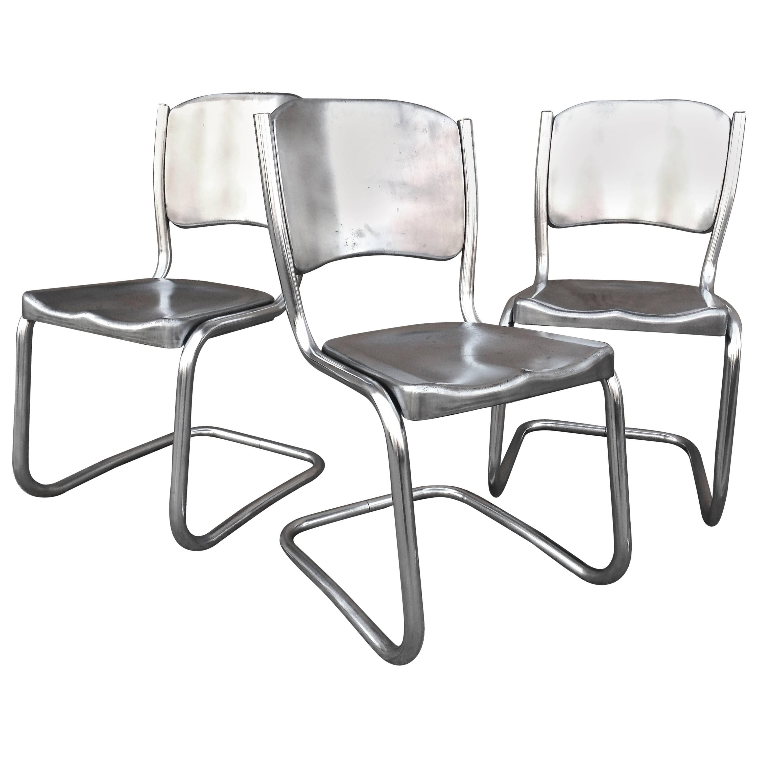 Eight Industrial Metal Dining Chairs at 1stDibs