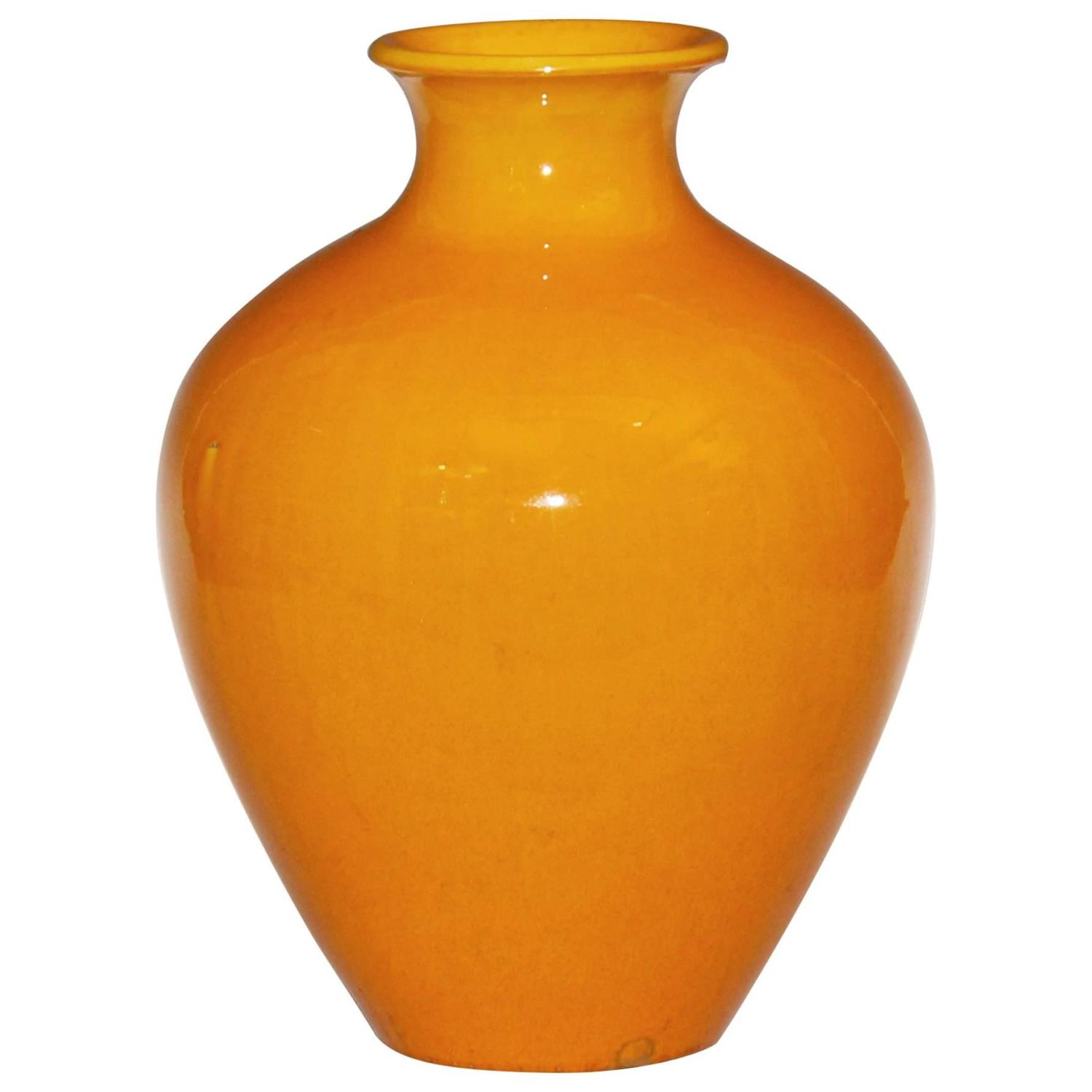 Large Awaji Pottery Vase in Golden Yellow Monochrome Glaze For Sale at ...