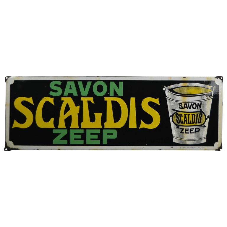 1950s Enamel Advertising Sign Scaldis Soap at 1stDibs