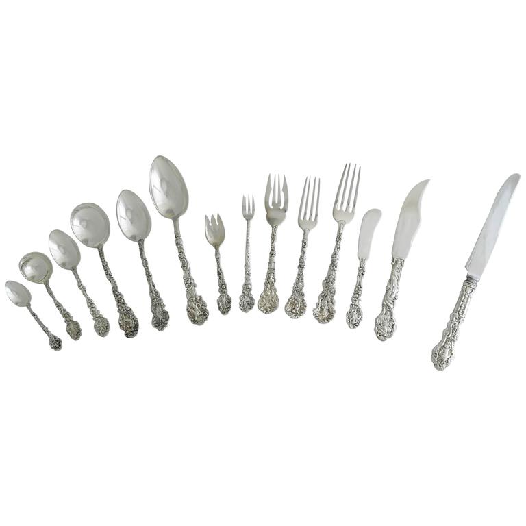 SUPERB RARE HUGE Gorham Sterling Silver Versailles Flatware Set 1888 ...