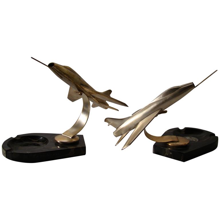 Aluminum Plane on Marble Base with Engraved Name Plate Ashtray For Sale ...