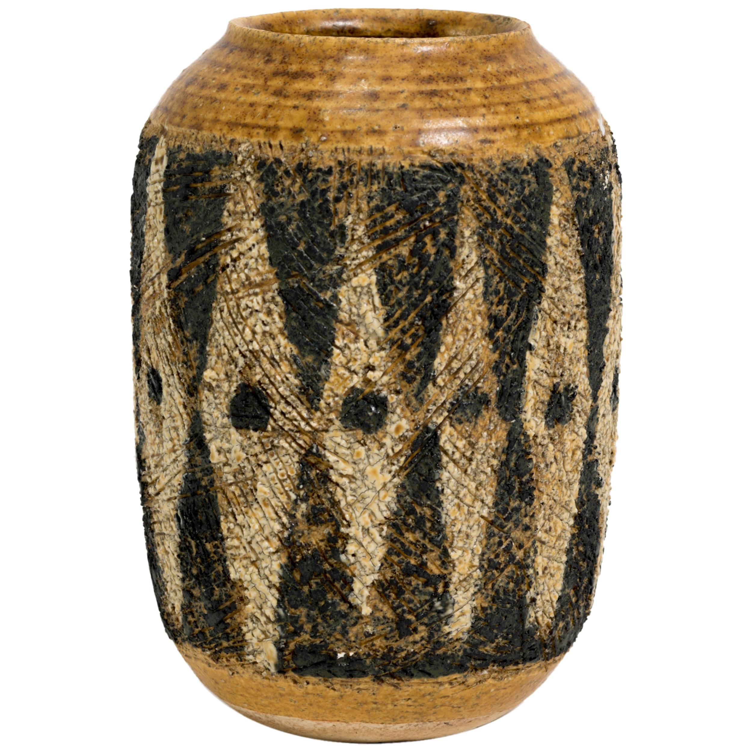 Midcentury Harlequin Pottery Vase at 1stDibs