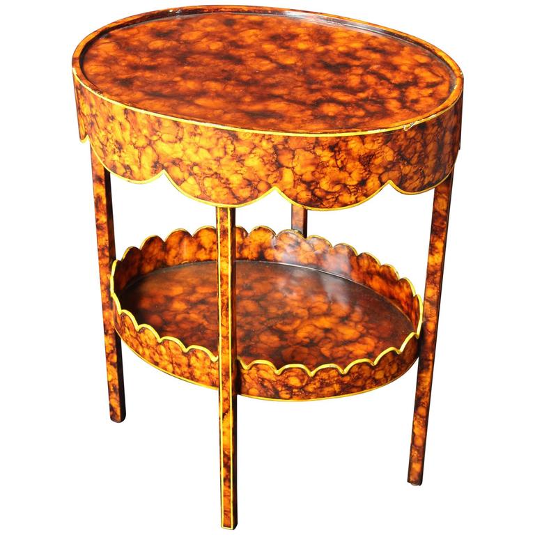 Small Tole Faux Tortoise Table at 1stDibs