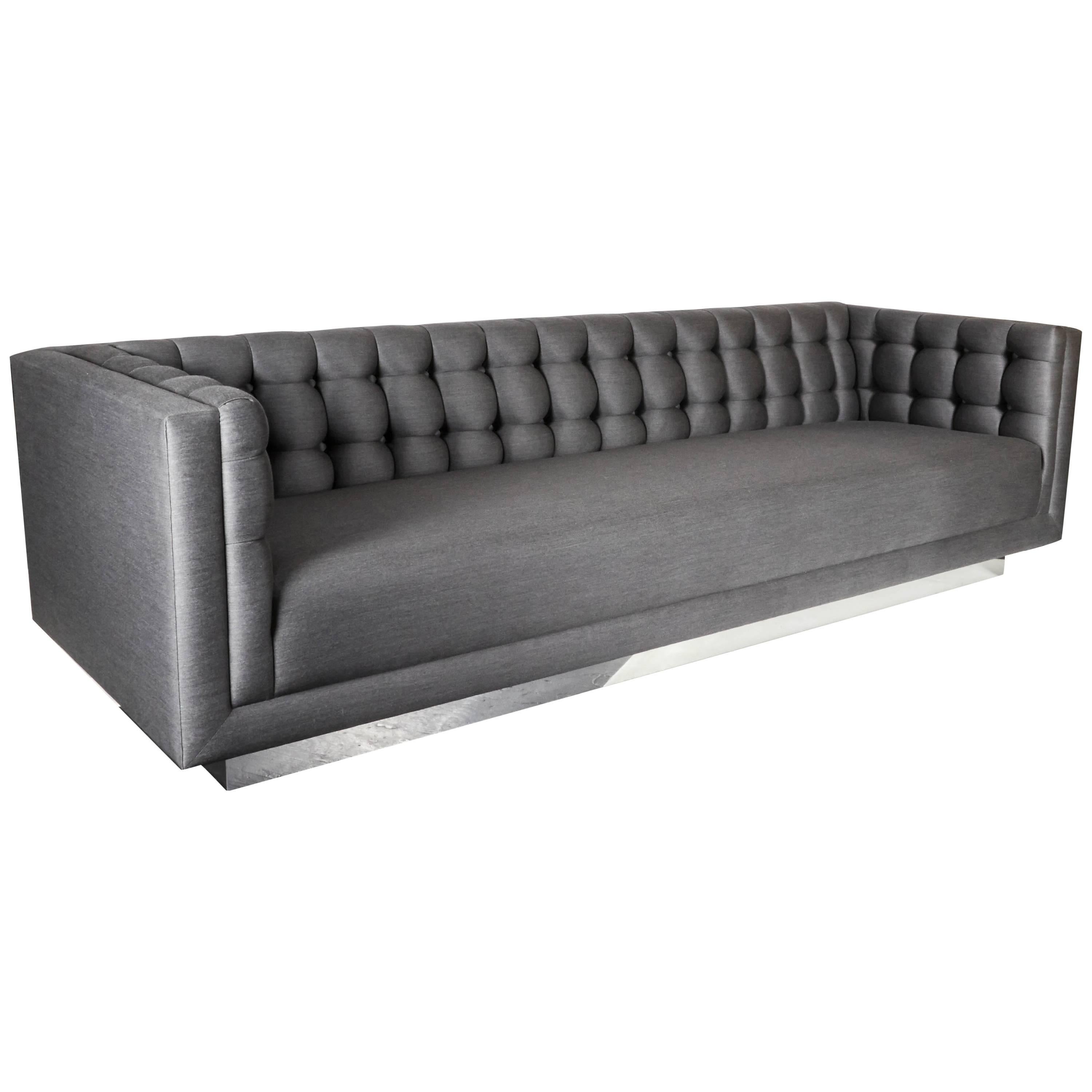 Tufted and Sleek Custom Tuxedo Sofa For Sale at 1stDibs