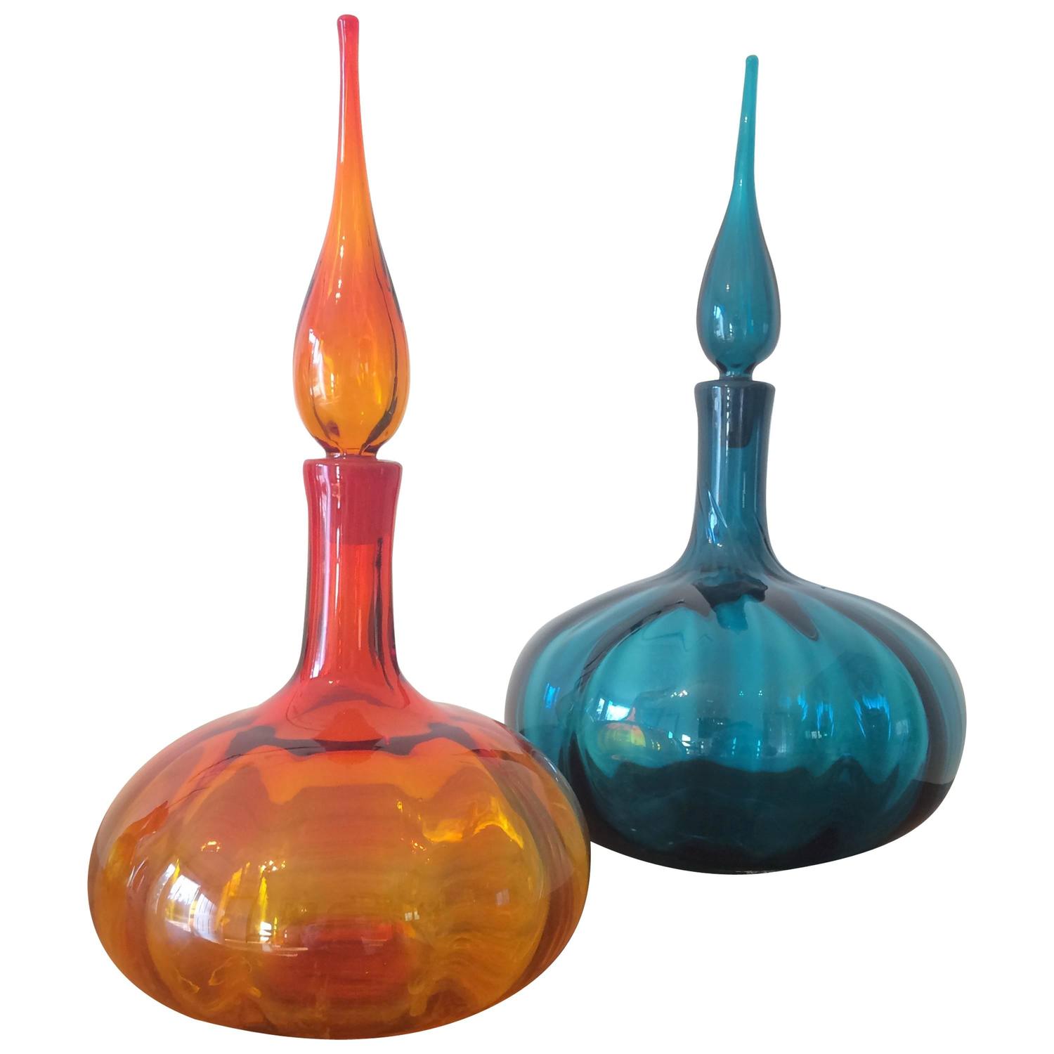 Midcentury Blenko Glass Carafe with Stopper For Sale at 1stdibs
