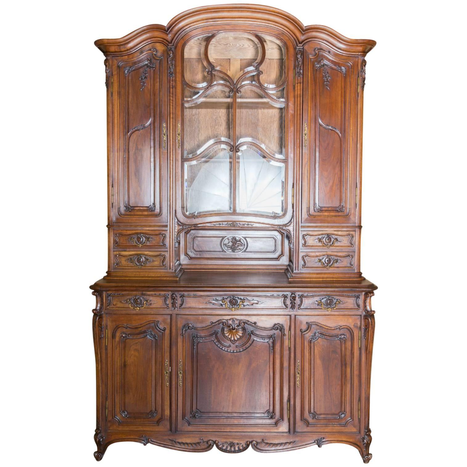 Grand French Louis XV Style Rococo Revival Buffet Deux Corps at 1stDibs